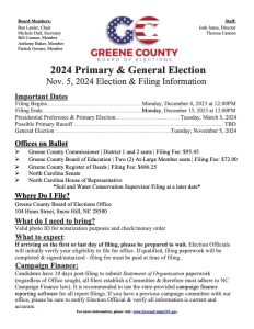 2024 Candidate Filing Information – Greene County, North Carolina